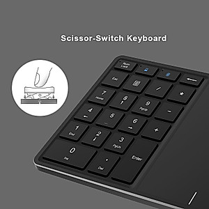 Sanpyl Numeric Keypad, 2.4G Bluetooth Number Pad Type C Numpad Keypad with Touchpad, Bluetooth 2.4G Dual Mode Laptop Keypad, for PC Desktop, Laptop, Notebook Computer(Grey)