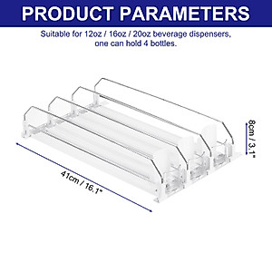 uxcell 3pcs Drink Organizer for Refrigerator, Self-Pushing Soda Can Organizer Width Adjustable Drink Dispenser Beverage Pusher for Fridge Pantry, White