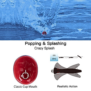 Dr.Fish 5 Pack Topwater Popper Saltwater Fishing Lures Kit, 8 Inches GT Popper VMC Treble Hooks Surf Fishing Lures for Striper Tuna Bluefish Mackerel Snapper Barracuda Pencil Plugs Offshore