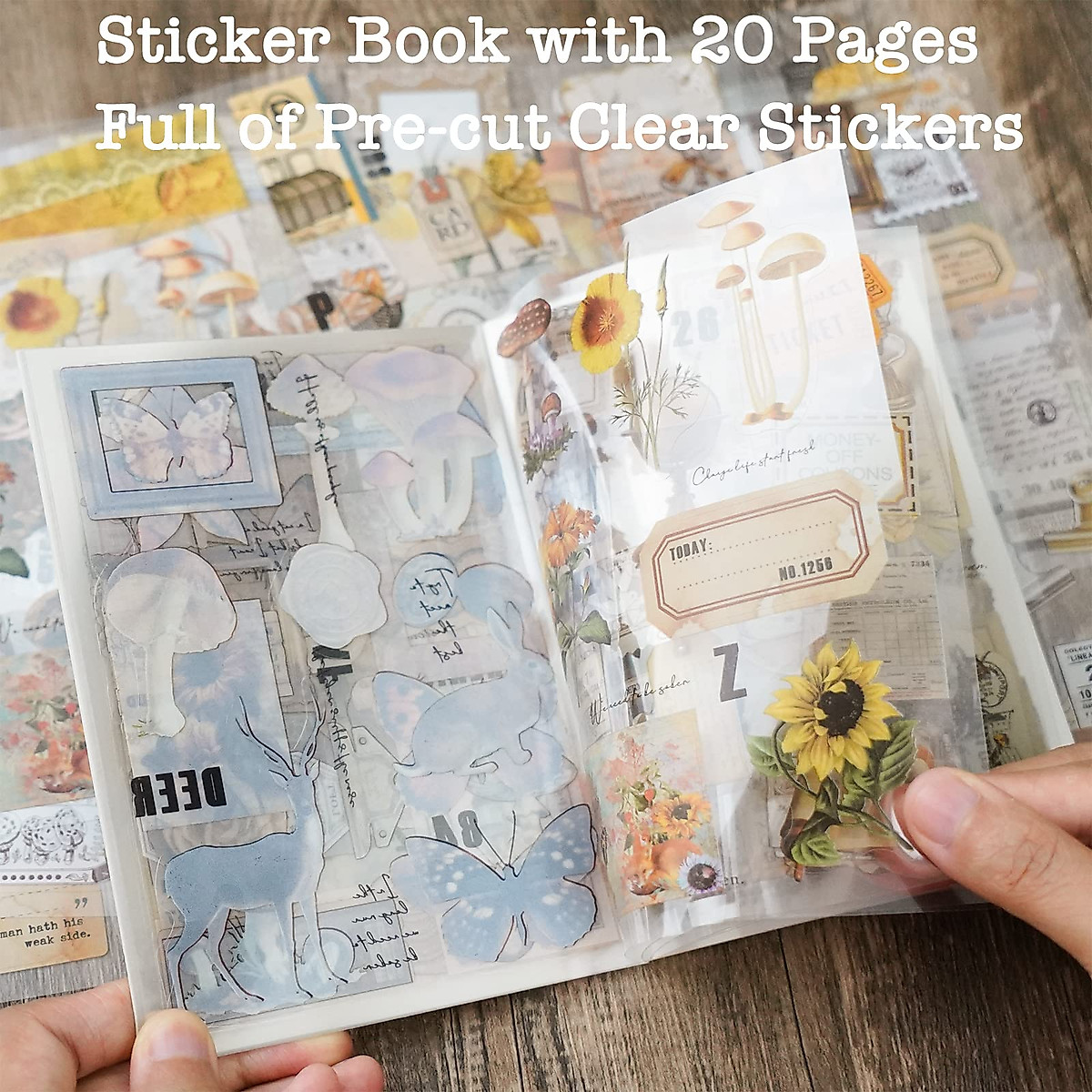 Knaid Junk Journal Kit Vintage Ephemera Bundle Scrapbook Supplies Sticker Paper Material Pack for Art Journaling Bullet Journals Planners Collage Notebooks Decoupage Album Crafter Gifts (Garden)