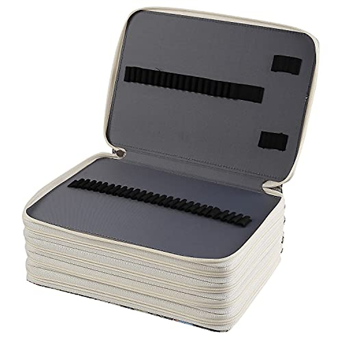 Shulaner 250 Slots Colored Pencil Case with Zipper Closure Large Capacity Retro Style Element Pattern Pencils Bag Waterproof 840D PVC Fabric Pen Organizer Storage Holder for Artist