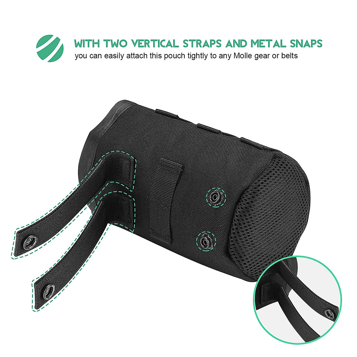 ProCase Tactical Molle Water Bottle Pouch, Military Bottle Holder with Top Drawstring & Mesh Bottom, Portable Water Container Pouch Bag Hydration Carrier for Camping Hiking Hunting Traveling –Black