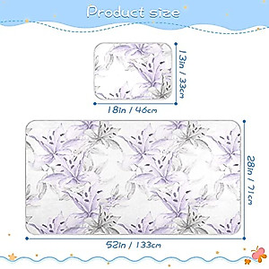 Lilies Flowers Floral Baby Bed Pad Mattress Pad Breathable Crib Mattress Protector for Standard Crib Toddler Bed Cover Cooling Mat Pads with Pillowcase for Kids Pets Toddler Baby 52"x28"