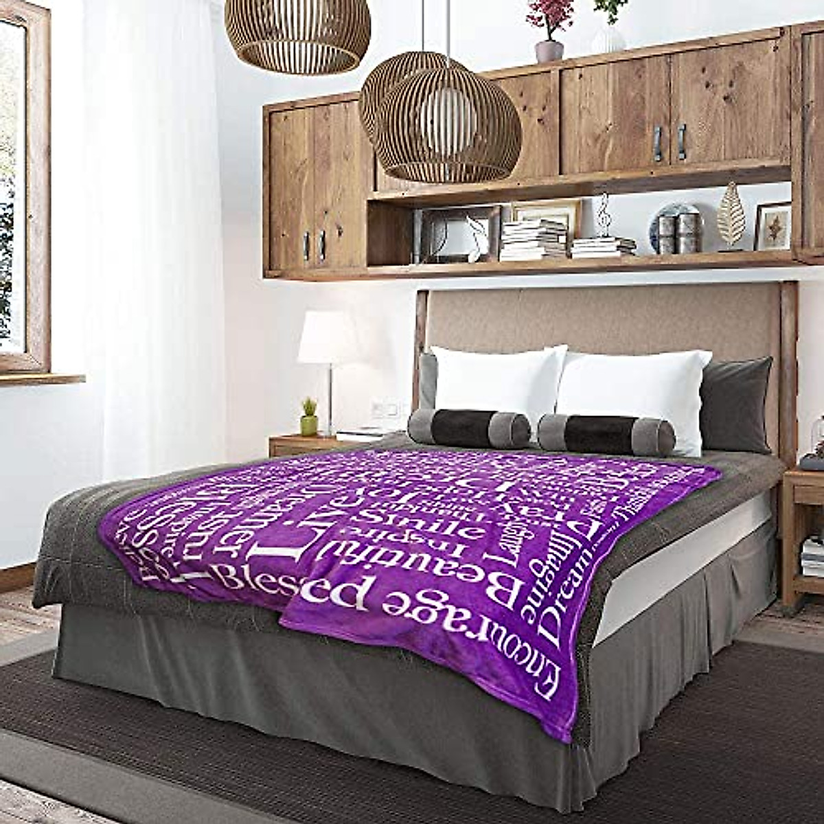 Inspiring Messages (Purple) Super Plush Blanket - 50x60 Soft Throw Blanket - Perfect for Cuddle Season & Holiday Gifts!