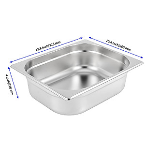 HEIHAK 4 Pack 1/2 Size x 4" Deep Steam Table Pan, Stainless Steel Steam Table Pan Hotel Pan for Hotel Family Events Personal Use