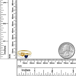 Gem Stone King 925 Sterling Silver Customized and Personalized 2-Stone Heart Shape Gemstone Birthstone and Lab Grown Diamond Custom Lazer Engraving Ring For Women (Size 7)