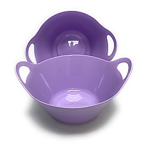 Mintra Home Plastic Bowls with Handles (4.5L Large 2pk, Lavender)