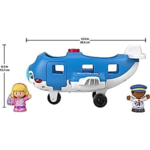 Fisher-Price Little People Musical Toddler Toy Travel Together Airplane with Lights Sounds & 2 Figures for Ages 1+ Years, Blue