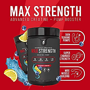 InnoSupps Max Strength - Advanced Creatine + Pump Booster, Creapure 5g, HMB 500mg, L-Citruline 4g, No Artificial Sweeteners, Keto Friendly, Vegan, Non-GMO, Gluten Free, Soy Free (Blueberry Lemonade)