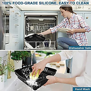 Air Fryer Silicone Liners 8.7 inch, YINGRACE 2Pcs Square Air Fryer Accessories Foldable Air Fryer Pot Bowl Reusable Air Fryer Basket Liner for COSORI Instant Pot Ninja Ultrean 5.8QT-8.5QT Air Fryers