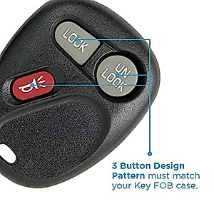 Keyless2Go Replacement for New Shell Case and 3 Button Pad for Remote Key Fob FCC KOBLEAR1XT KOBUT1BT - Shell ONLY (2 Pack)