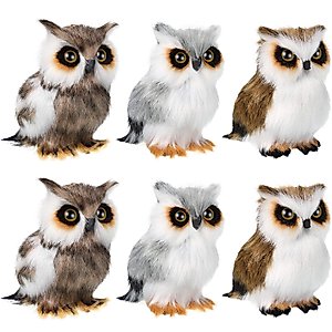 Skylety 6 Pieces Mini Owl Plush Toy 3.2 Inch Plush Animal Christmas Hanging Ornaments for Christmas Tree Woodland Gray White Stuffed Animal Toy Soft Owl Doll Plush Hanging Pendant Ornament