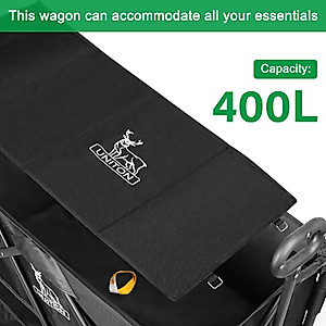 UNITON Double Decker Wagon 600lb Capacity & 400L Collapsible Sports Wagon with Big Wheels 54" Extended Utility Folding Wagon Cart for Camping Fishing & Outdoor Use