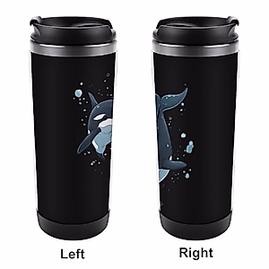 Orca Killer Whales Travel Coffee Mug Reusable Insulated Drinking Cup with Lid for Home Outdoor Works 13 Oz