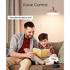 GHome Smart Dimmer Switch Work with Alexa Google Home, Single Pole 2.4GHz Wi-Fi Switch for Dimmable LED CFL INC Light Bulbs, Neutral Wire Required, UL Certified, No Hub Required, 4Pack