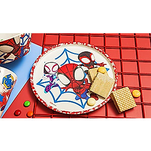Zak Designs Marvel Spider-Man Dinnerware Set for Kids Includes 8" Plate, 6" Bowl, and 10oz Tumbler, Durable and Sustainable Melamine Bamboo Material (3-Piece Set, Spidey and His Amazing Friends)