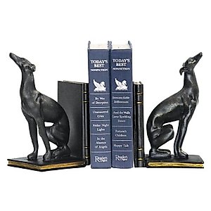 Sterling Home Elk Home A-Pair Black Greyhound BOOKENDS, 5x9x11