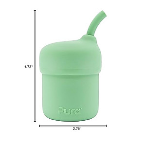 Pura my-my Silicone Straw Cup| Spill Proof, Reusable, Food Grade Silicone, Plastic-Free | For Kids, Toddlers, Babies & Infants - 2 Pack Mint & Moss