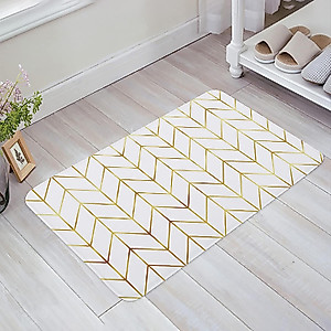 Front Door Mat Floor Mats for Home Decor, Yellow Herringbone Memory Foam Runner Entryway Area Rug Non-Slip Absorbent Doormat Washable Rug, 18x30Inch Welcome Mats for Bedroom Decor Living Room Decor