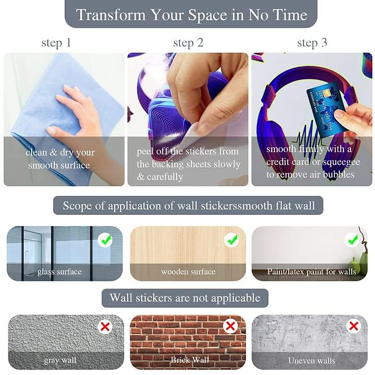 3D Glow in The Dark Game Wall Decals Gaming Wall Stickers Blue Luminous Game Room Decor Glow Gaming Controller Sticker Removable Video Game Wall Decor for Boys Kids Girls Bedroom Playroom Home Decor