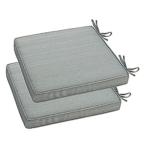 Magpie Fabrics Patio Square Chair Cushions 18"x18"x2.5" with Ties, 2 Pack, Waterproof Weather Resistant Indoor/Outdoor Universal Corner Seat Cushion, for Garden Dining Office(Grey Linen)