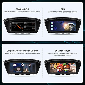 for BMW 3 5 Series E60 E61 E63 E64 E90 E91 E92 E93 2005-2008 Upgrade Radio Car Stereo Qualcomm 665 Otca Cores Built-in 4G LTE GPS Navigation Wireless Apple CarPlay Android Auto 8.8 inch Touchscreen