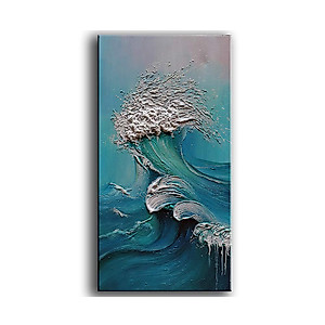 YaSheng Art - sea landscapes Abstract Oil Painting,Oil Painting on Canvas Texture Blue Ocean scenery Oil Painting Hand-Painted Abstract Artwork Pictures Canvas Wall Art Paintings 24x48inch