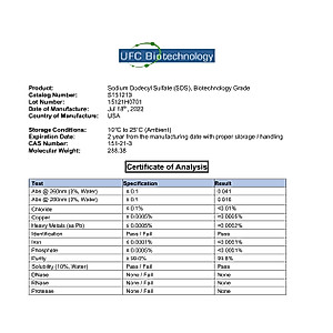Sodium Dodecyl Sulfate (SDS) 99+% - Biotechnology Grade 100g