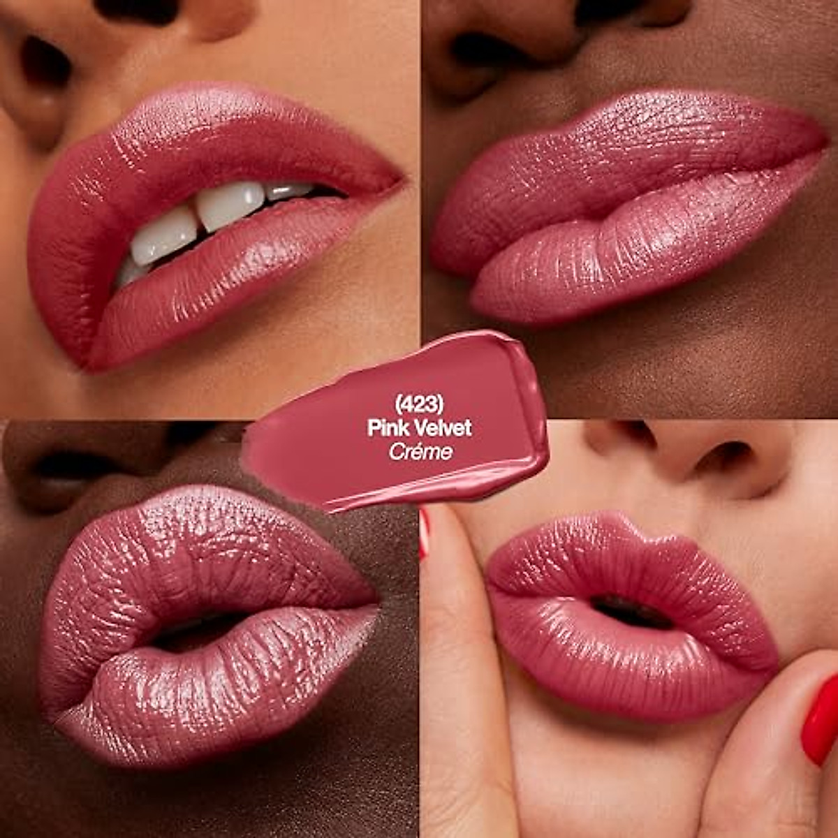 Revlon Super Lustrous Lipstick, Creamy Formula For Soft, Fuller-Looking Lips, Moisturized Feel, 423 Pink Velvet, 0.15 oz