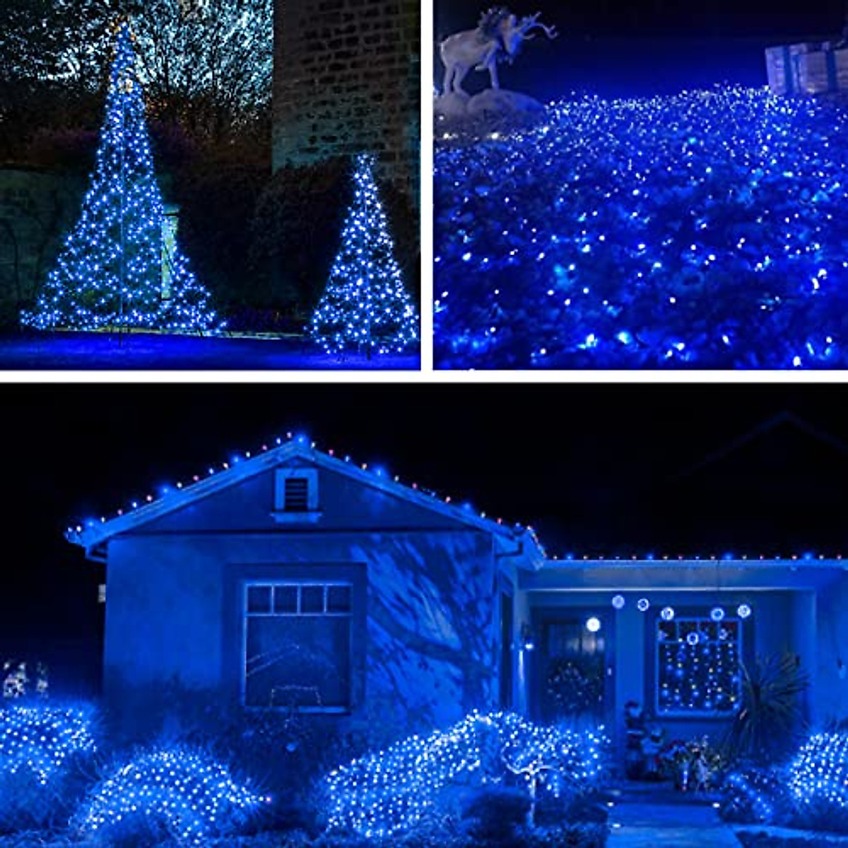 suddus 66ft 200 LED Outdoor String Lights, Blue Fairy Lights Battery Operated with Remote, Led Twinkle Lights for Bedroom, Dorm, Patio, Tapestry, Backyard, Garden, Christmas, Party, Indoor