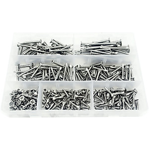 Guard4U 300Pcs 7-Size 410 Stainless Steel #8 SAE Flat Head Phillips Self Drilling Screws Sheet Metal Tek Screws Assortment Kit, Modified Truss Head Self Driller- #8 x 1/2" to #8 x 2"