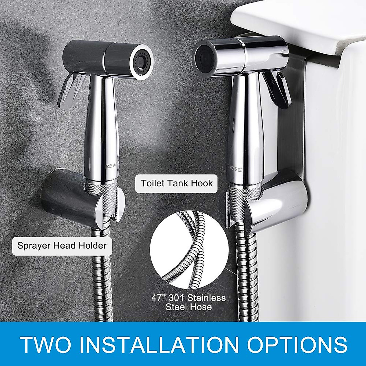 Handheld Bidet Sprayer for Toilet,REWEE Chrome Plate Plastic Bidet Attachment for Toilet,Cloth Diaper Bidet Toilet Sprayer