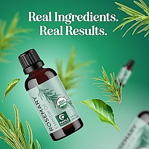 Certified Organic Rosemary Oil for Hair - Pure USDA Organic Rosemary Essential Oil for Hair Skin and Nails Plus Aromatherapy - Organic Hair Oil for Dry Scalp Treatment and Enhanced Volume and Shine