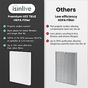 C545 Replacement Filter H13 Grade True HEPA Compatible with Winix C545 Air Purifier, for Winix Filter S, Part 1712-0096-00 and 2522-0058-00, Pack of 2 HEPA Filter and 8 Activated Carbon Pre-Filter
