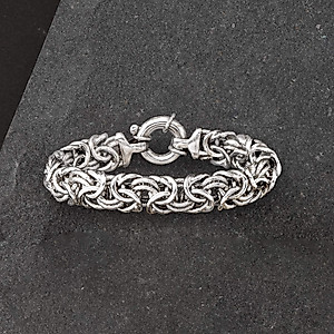 Ross-Simons Italian Sterling Silver Textured and Polished Byzantine Bracelet. 7 inches