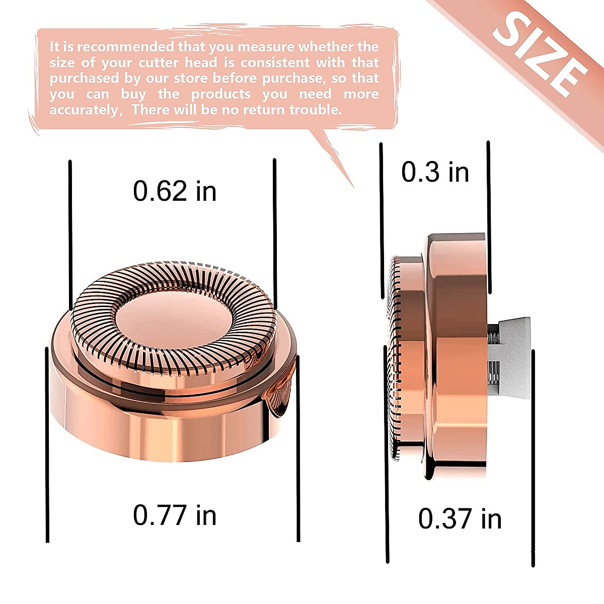 Flawless Replacement Heads Compatible with Finishing Touch Flawless Facial Hair Removal Gen 1 Rose Gold（6PCS）With Cleaning Brush and Storage box