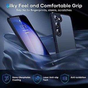 Simtect Shockproof for Samsung Galaxy S23 Case [Military Grade Drop Tested] [Ultimate Silky Touch] Translucent Matte Hard Back & Soft Edge Slim Protective Phone Case for Galaxy S23 5G 6.1"-Black