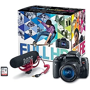Canon EOS Rebel T6i Video Creator Kit with 18-55mm Lens, Rode VIDEOMIC GO and Sandisk 32GB SD Card Class 10 - Wi-Fi Enabled
