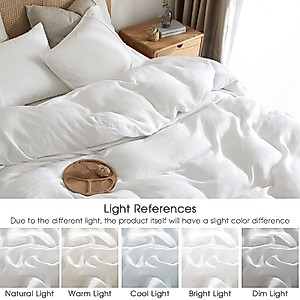 HYPREST Linen Duvet Cover King Size, 3PCS White Washed Flax Linen Bedding Duvet Covers Tuxtured Soft Breathable Cooling Comfy, Moisture-Absorbing & Durable