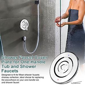 Shower Faucet Cover Plate Escutcheon Replacement for Moen 16090 Chateau Collection Shower Escutcheon Plate, Shower Trim Plate Kit Parts for One-Handle Tub and Shower Faucets, Chrome