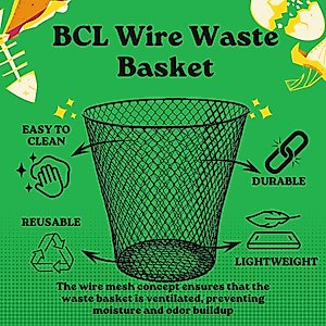 Generic 3-Pack Wire Mesh Round Waste Basket | Trash Can Mesh Round Open Top Wastebasket | Recycling Bins Garbage Waste Baskets | Wire Mesh Desk Trash Can | Office Trash Cans, Black