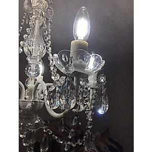 gypsy color The Original Brink House Plug-in 4 Light Crystal White Hanging Chandelier H17.5”xW15”, White Metal Frame with Clear Glass Stem and Acrylic Crystals