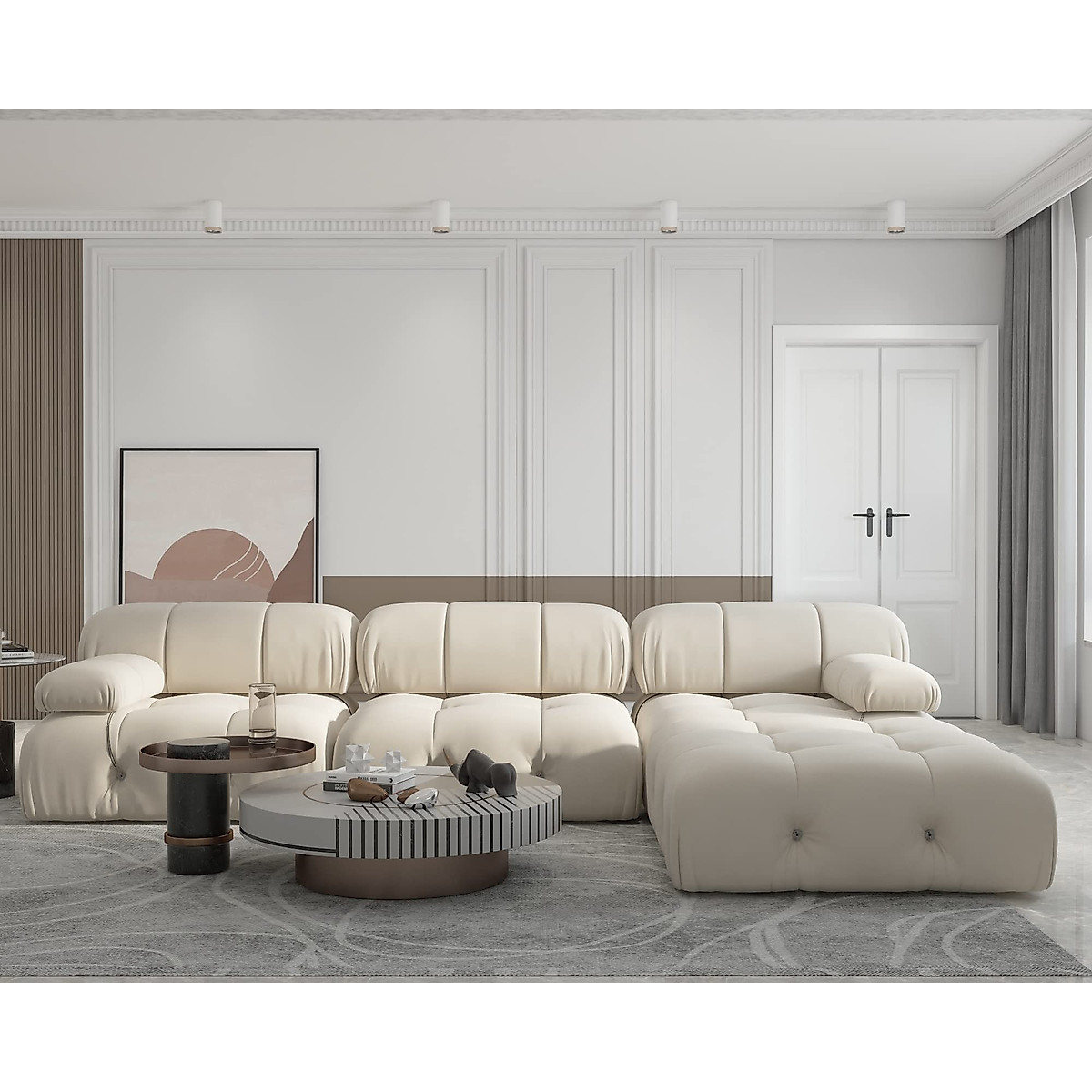 BOKIFOL Sectional Sofa, Modular Sectional Couch with Ottomans- L Shaped Couch for Living Room, 4 Seater Sofa Sets,104"(Beige)