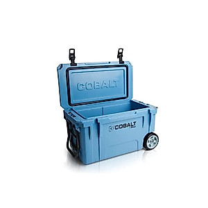 Cobalt 55 Quart Roto Molded Super Ice Cooler | Large Ice Chest Holds Ice Up to 5 Days | (Cobalt Blue (Wheeled))
