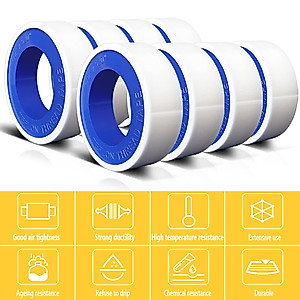 8 Rolls 1/2 Inch(W) X 520 Inches(L) Teflon Tape,for Plumbers Tape,PTFE Tape,Sealing Tape,Plumbing Tape,Sealant Tape,Thread Seal Tape,Plumber Tape for Shower Head,Water Pipe Sealing Tape,White
