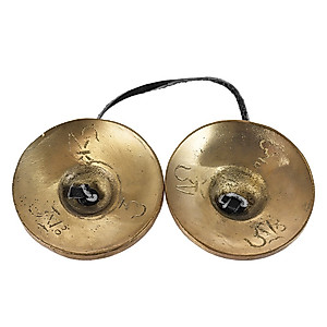 Heysland Tibetan Tingsha Cymbal Bell 2.6in/6.5cm Handcrafted Yoga Bell Meditation Chime Bells with Bag Eight Auspicious Symbols,HL03B