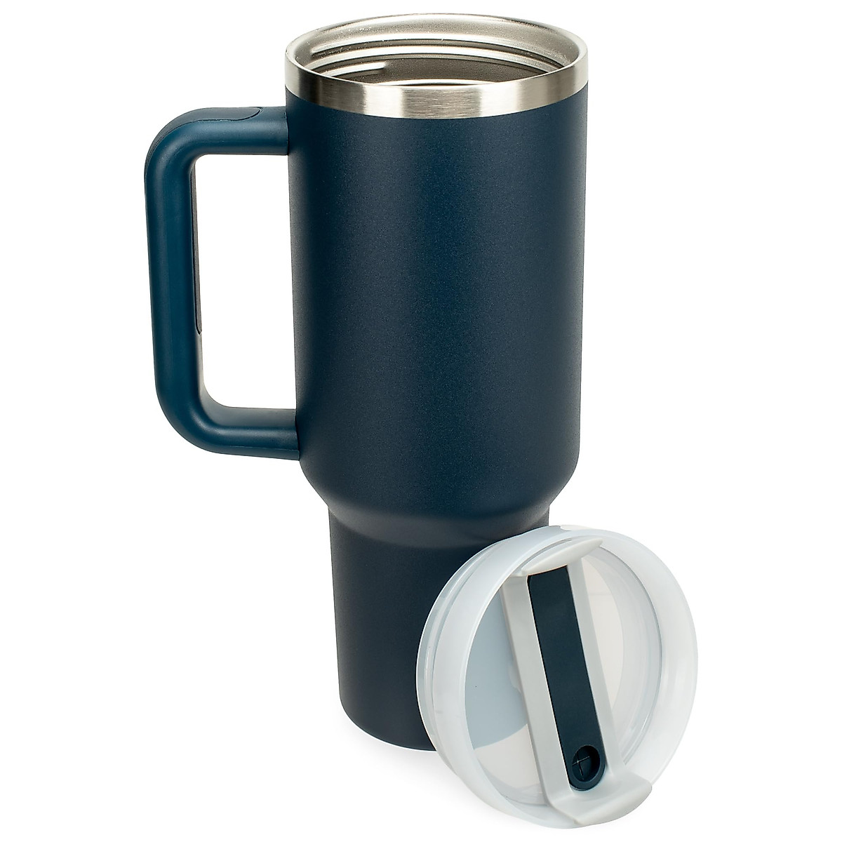 Elanze Designs I Drink Coffee Like A Gilmore Girl 40 oz. Stainless Steel, Large Water Bottle Coffee Mug, Spill & Leak Resistant, Thermal Travel Tumbler with Handle, Lid & Straw, Navy Blue