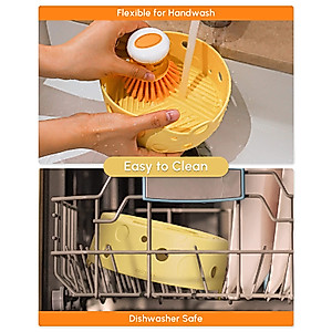 Miniqua Air Fryer Silicone Liners, Reusable Silicone Air Fryer Basket Bowl for 3-5 QT, Food-Grade Silicone Round Air Fryer Liners, Non-stick Silicone Pot Accessories, Yellow(6.8in)