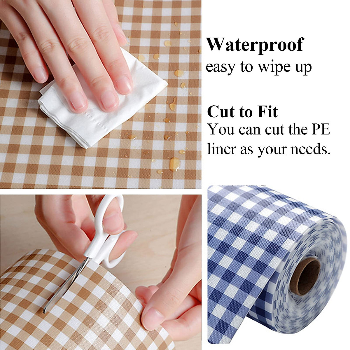 Drawer Liner, 3 Rolls 11.8in x 29.4ft Shelf Liner Cabinet Liner, Waterproof Greaseproof PE Plaid Kitchen Cabinet Liners for Shelves, Non Adhesive Shelf Liners Cut to Fit