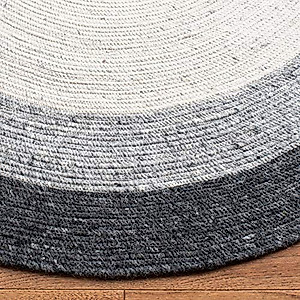SAFAVIEH Braided Collection 4' x 6' Oval Grey/Ivory BRD903A Handmade Country Cottage Reversible Wool Entryway Foyer Living Room Bedroom Kitchen Area Rug